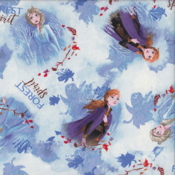 Disney Frozen Elsa and Anna Forest Spirit Licensed Quilting Fabric ...