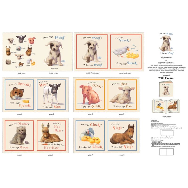 A Dog Says Woof Animal Sounds Childrens Learning Quilting Fabric Book ...