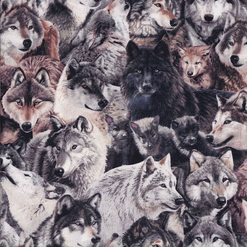 Clearance Grey Wolves Wild Dog Wolf Animal Quilting Fabric 5 Metres ...