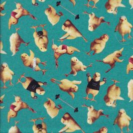 Baby Chickens Exercising on Green Exercise Fitness Chicks Quilting ...
