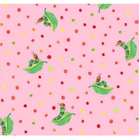 very-hungry-caterpillar-colourful-dots-on-blue-quilting-fabric - Find a ...